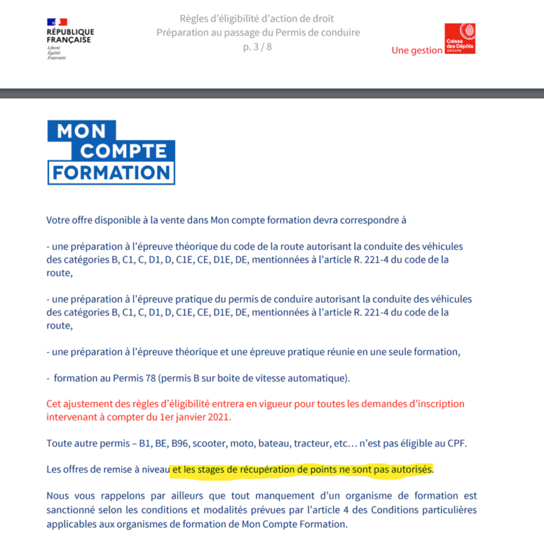 Peut-on utiliser le Compte CPF pour le stage récupération point ...